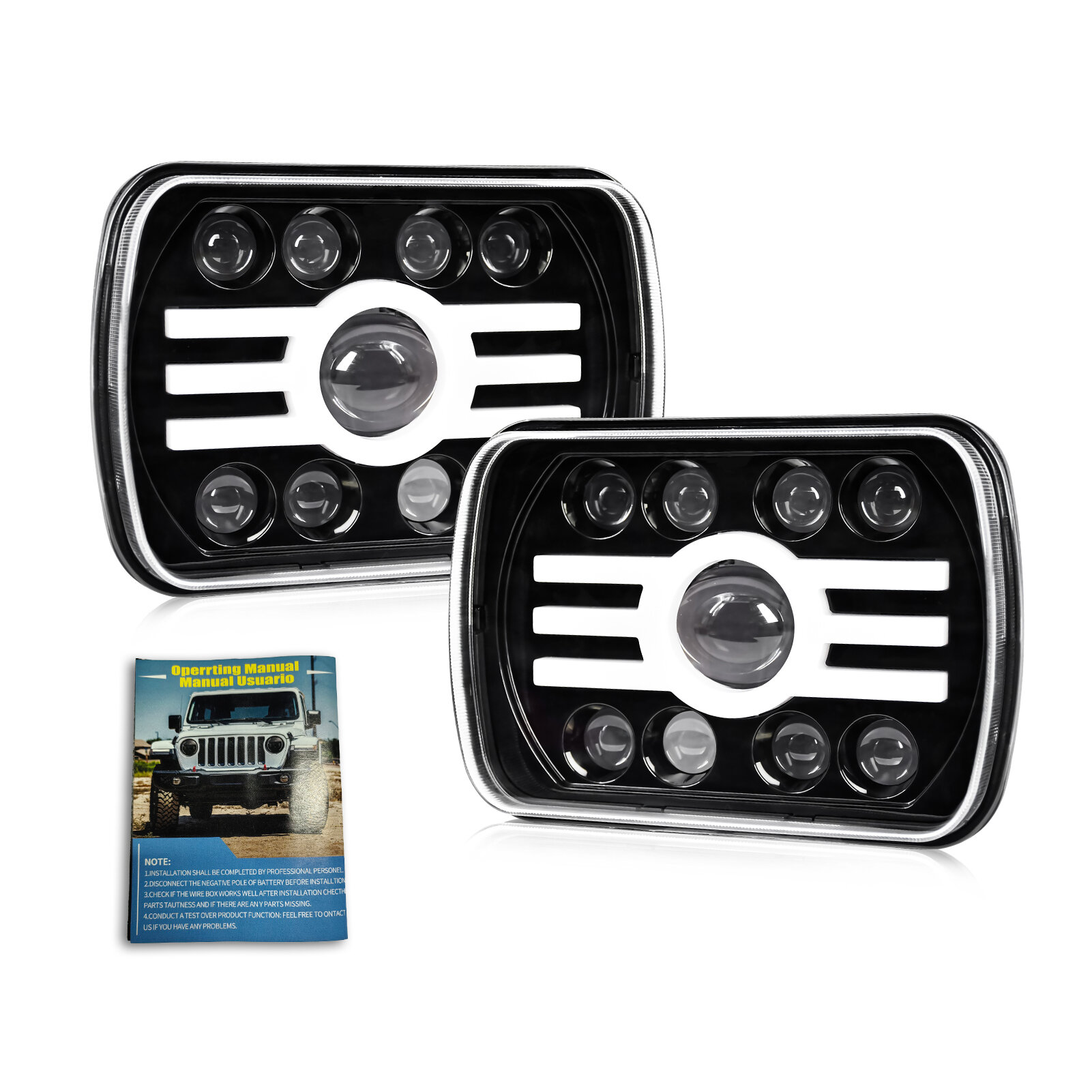 2ШТ 7-Дюймовые Светодиодные Фары, Прямоугольные Фары 5x7 "7x6" с Дальним Ближним Светом DRL Замена Указателя Поворота для Jeep Cherokee XJ Wrangler YJ Ford