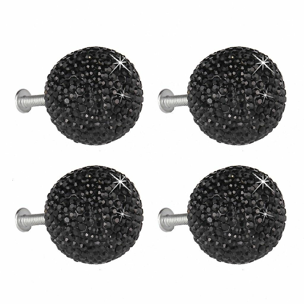 4 шт. Модные ручки для шкафа со стразами, ручки для ящиков и кухонных шкафов, Черный