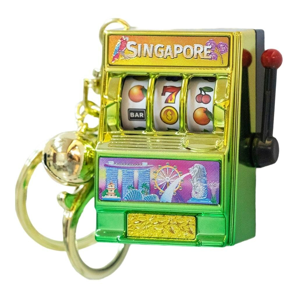 Брелок для ключей с фруктовым автоматом и лотерейным автоматом-Золотисто-зеленый