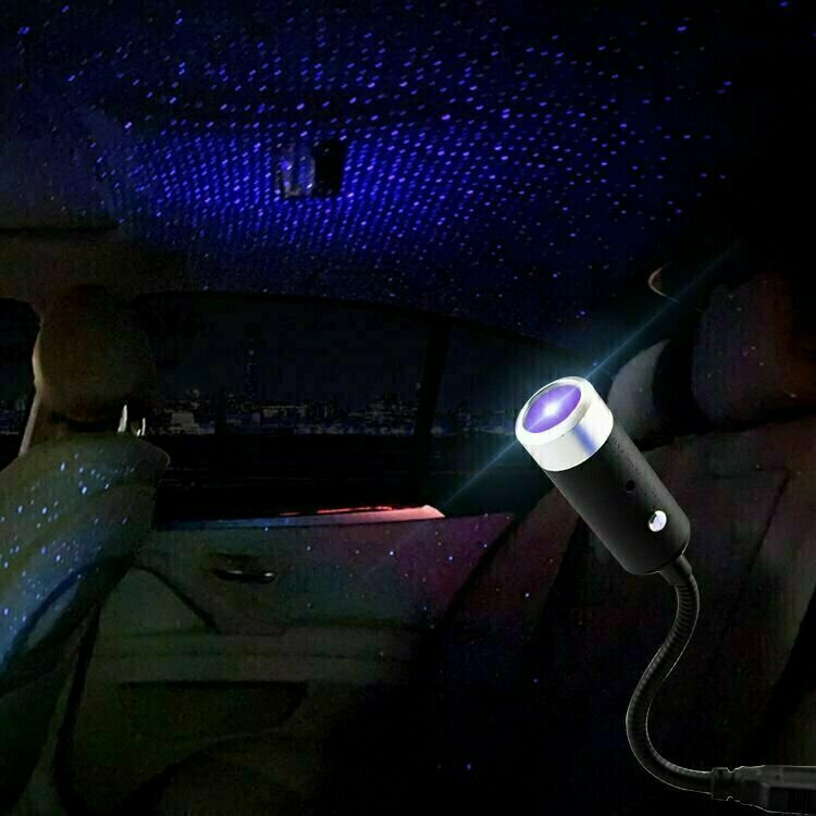 Автомобильный проектор звездного неба, подсветка салона автомобиля, ночник, светодиодная подсветка от usb, разные режимы работы, длина 21 см, цвет синий
