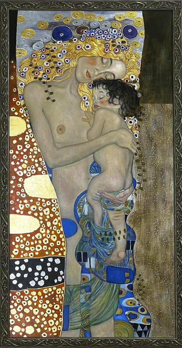 Копия картины Густава Климта "Мать и дитя" 100х50 см.