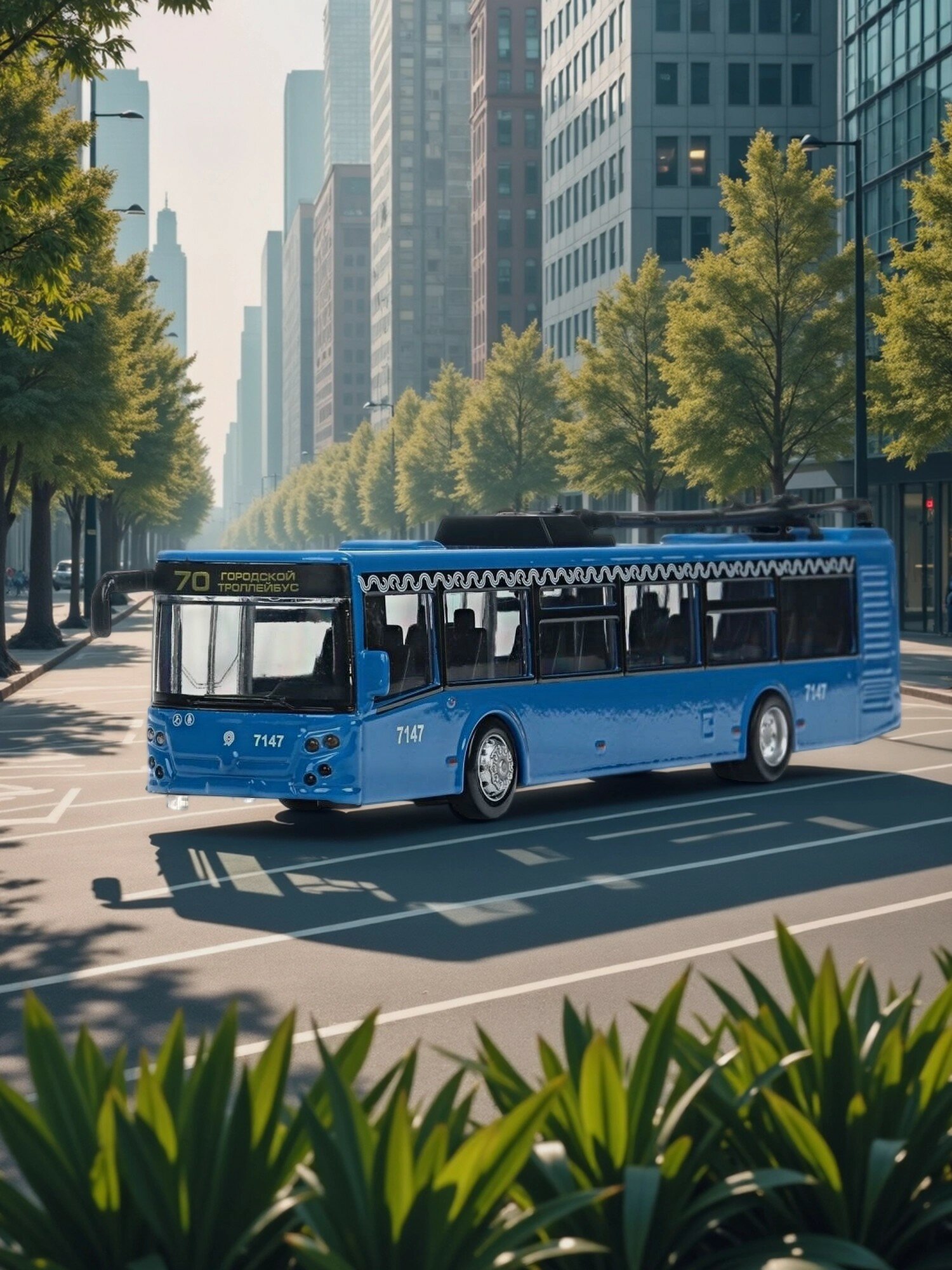 Модель металлическая инерционная Технопарк троллейбус метрополитен, синий, 18 см