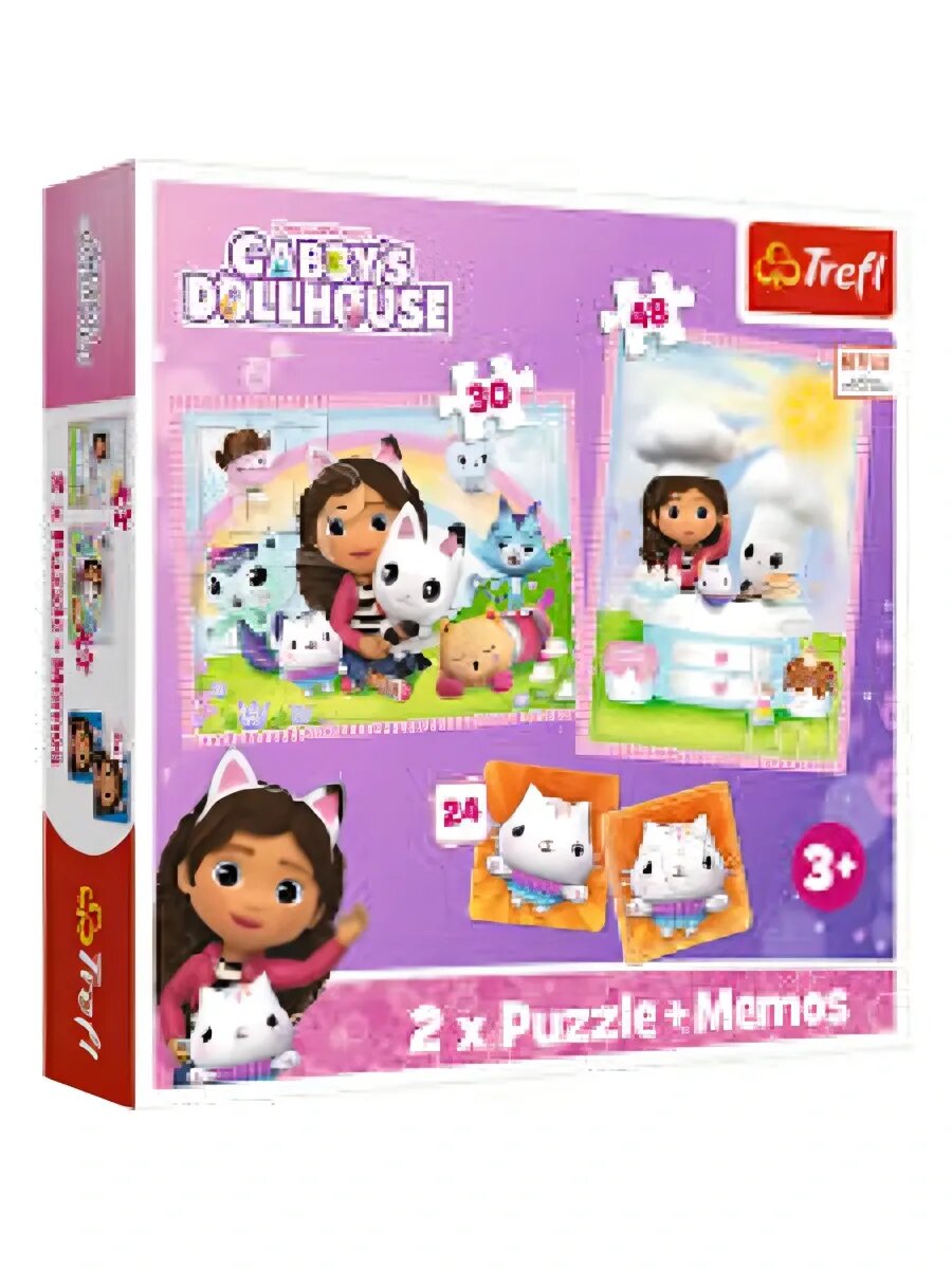Пазл+мемо "Габи с другом-кошкой", 30 и 48 элемента