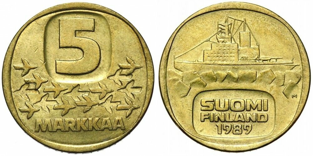 Финляндия 5 марок, 1979 - 1993 Ледокол Урхо XF