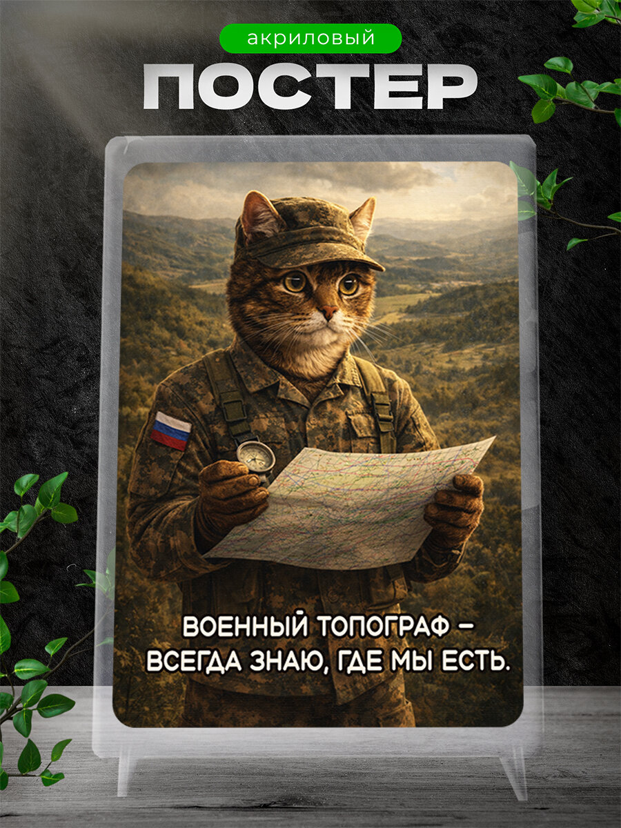 Акриловый постер, открытка на подставке с цветным принтом для военного топографа