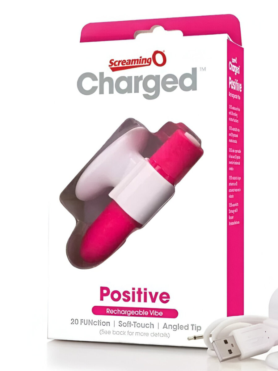 Розовый вибратор-пуля для женщин (насадка на палец) Screaming O Charged Positive Vibe