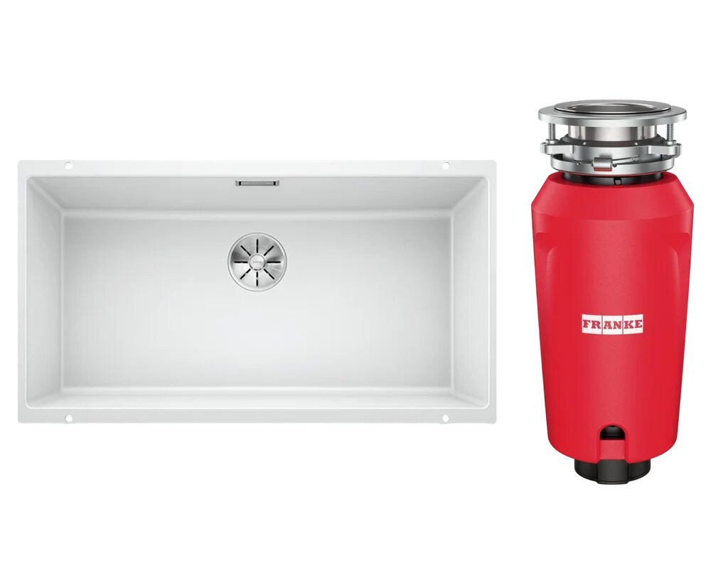 Комплект Мойка Blanco Subline 800-U 83x46, белая, искусственный гранит / Измельчитель Franke 134.0715.096 механический