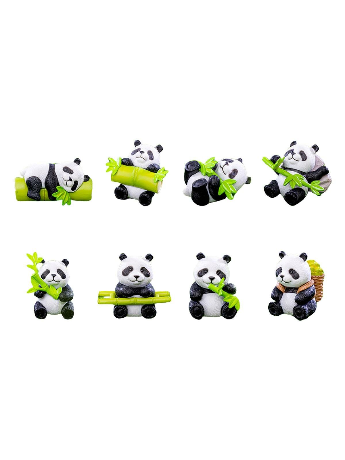 1 набор из 8 симпатичных бамбуковых кукол-панд