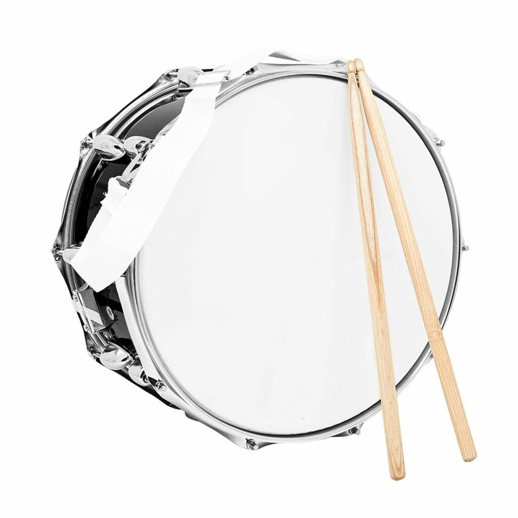 Маршевый малый барабан с регулируемым ремнем и палочками, Черный