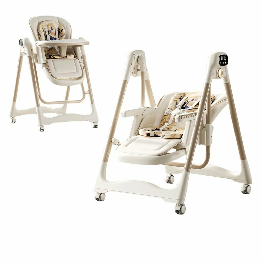 Детский стульчик для кормления 0+,3 в 1, GlanzHeim V7 , электрический стул качалкакачели, Сенсорные кнопки управления и пульт дистанционного управления, может воспроизводить музыку