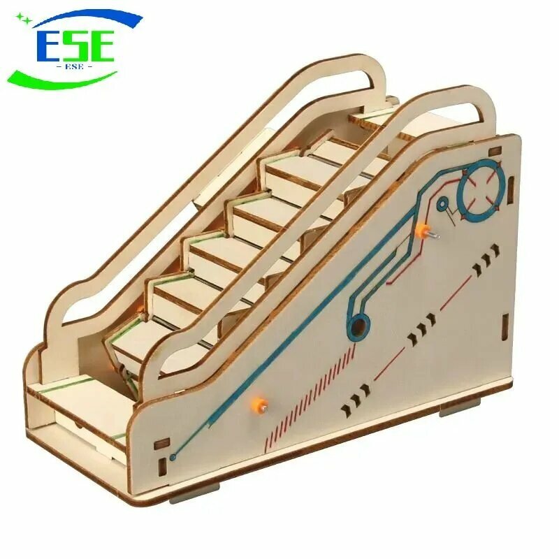 Деревянный конструктор электрический эскалатор, набор для самостоятельной сборки, физический эксперимент, развивающая игрушка для детей 5-14 лет, школьный реквизит научно-техническая игрушка