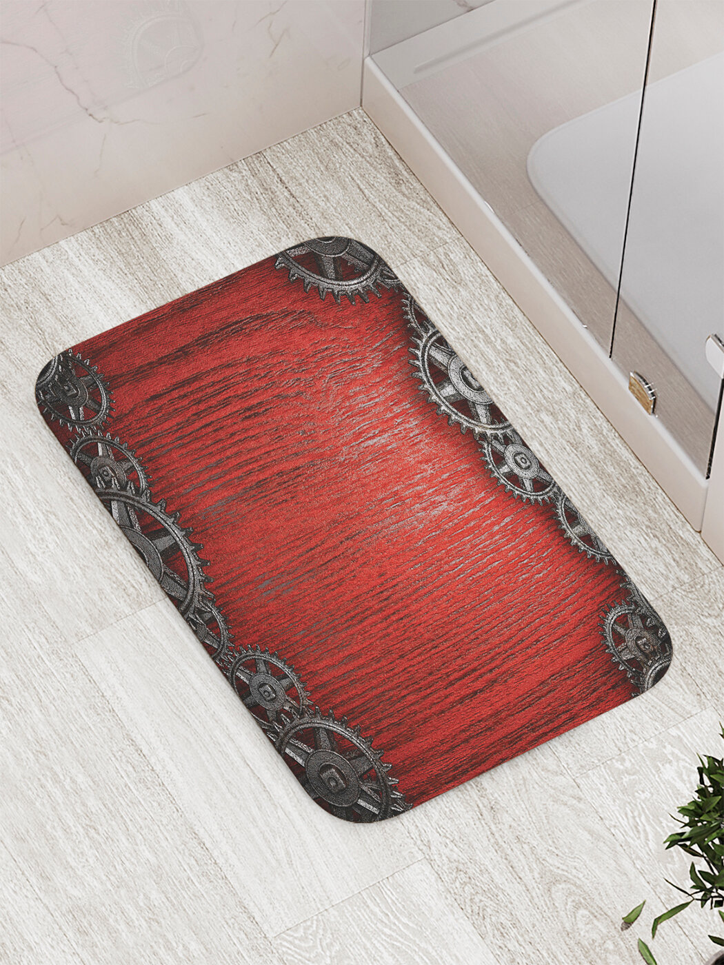 Коврик для ванной комнаты, туалета "Механический занавес" противоскользящий, 52х77 см, JoyArty