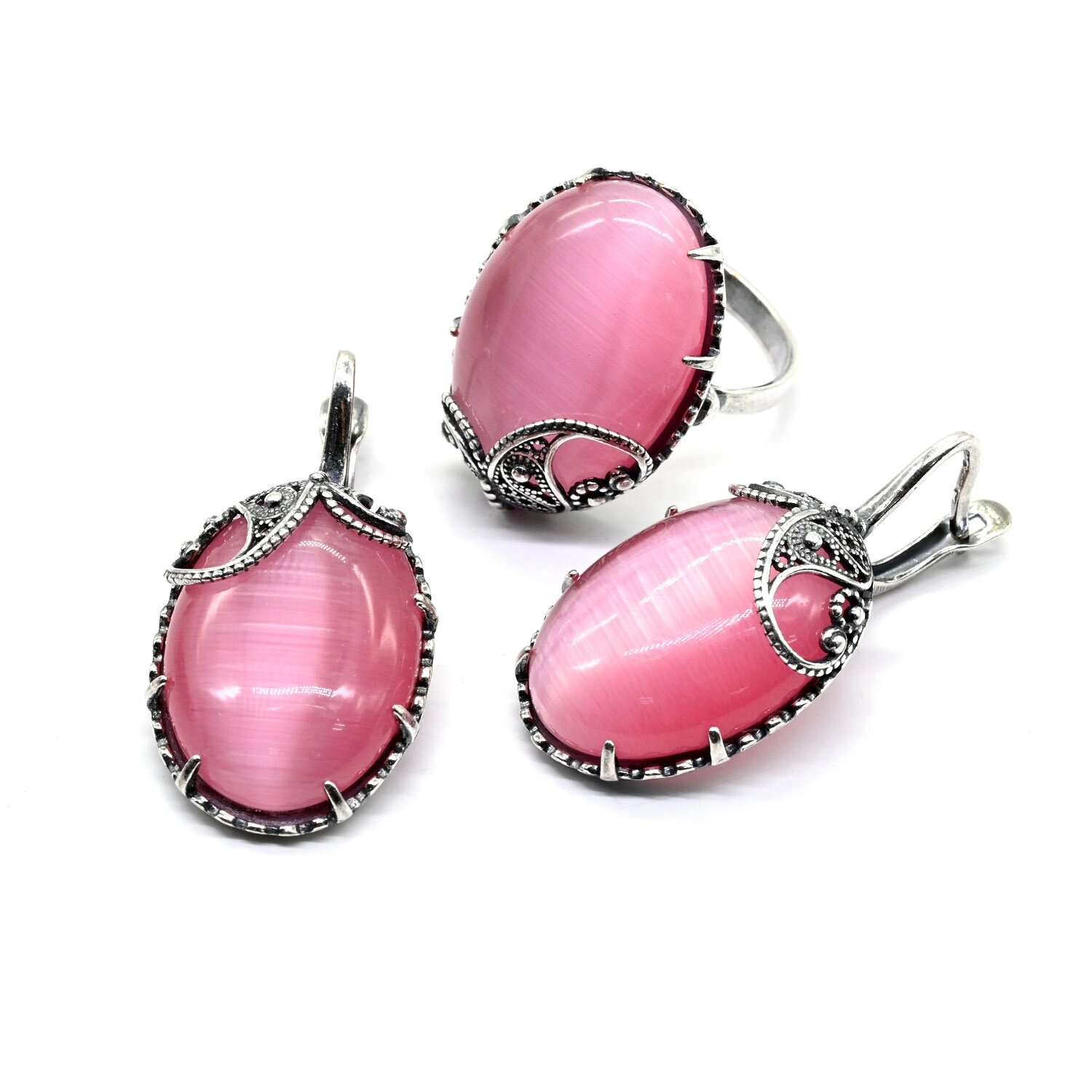 Комплект бижутерии: кольцо, кошачий глаз