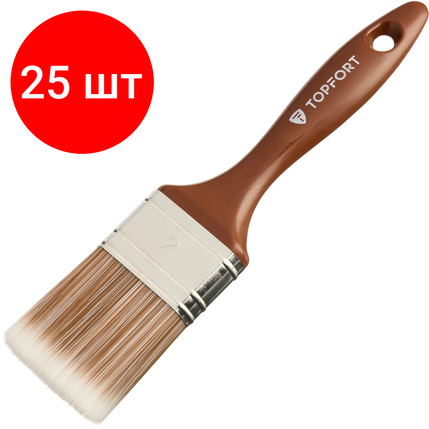 Комплект 25 штук, Кисть плоская по дереву TOPFORT Optimum 50х15