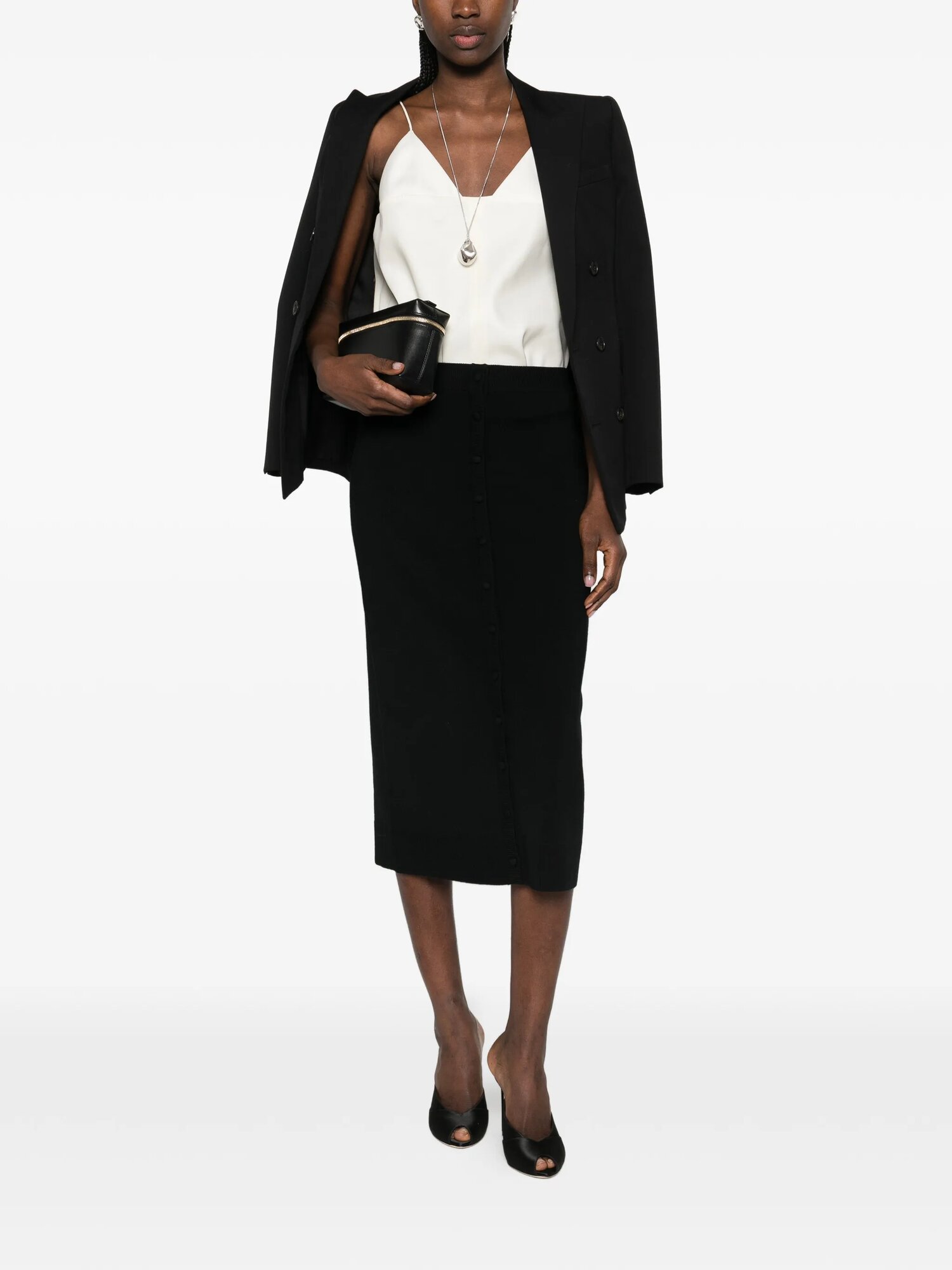 Юбка Victoria Beckham Button-detail midi skirt, размер M — фото 1