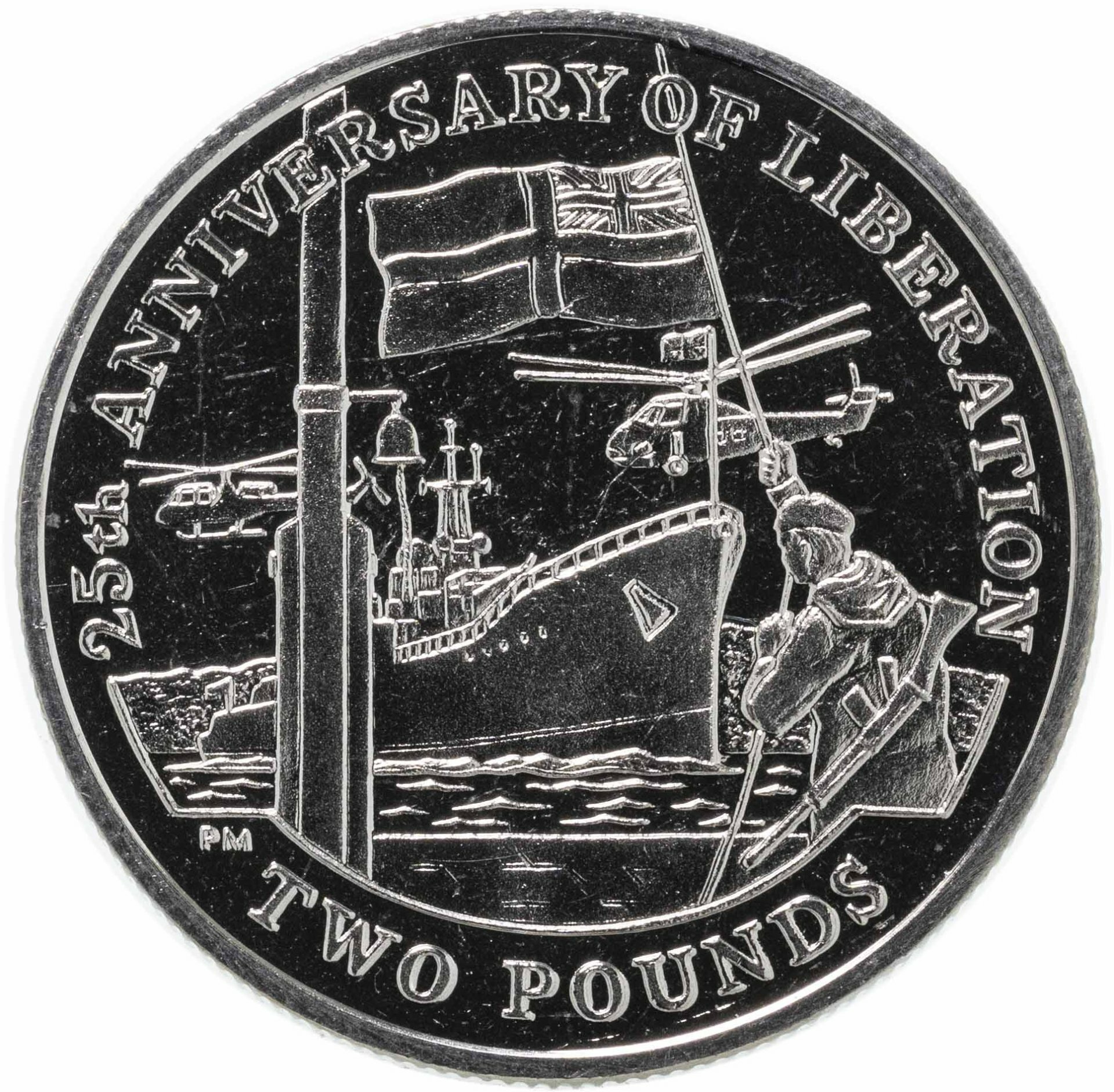 Южная Георгия 2 фунта pounds 2007 25 лет Освобождению, Мельхиор медь-никель, в сохранности UNC