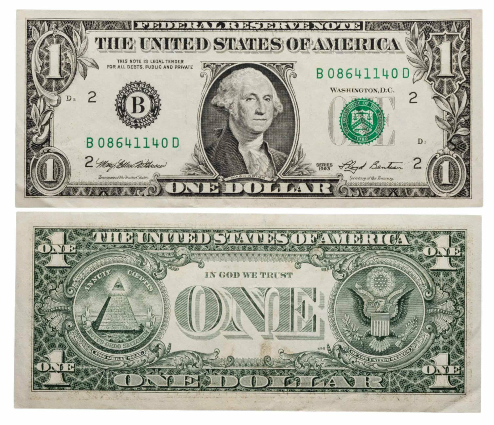 США 1 доллар 1993 год Pick 490а B-Нью Йорк