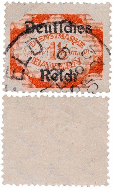 Германия, Веймарская республика, Бавария 1 1/2 марки 1920 Dienstmarke