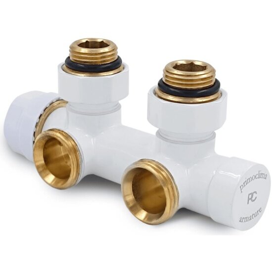 Узел нижнего подключения Primoclima Armature термостатический угловой "Thermolink" 1/2"х3/4", белый
