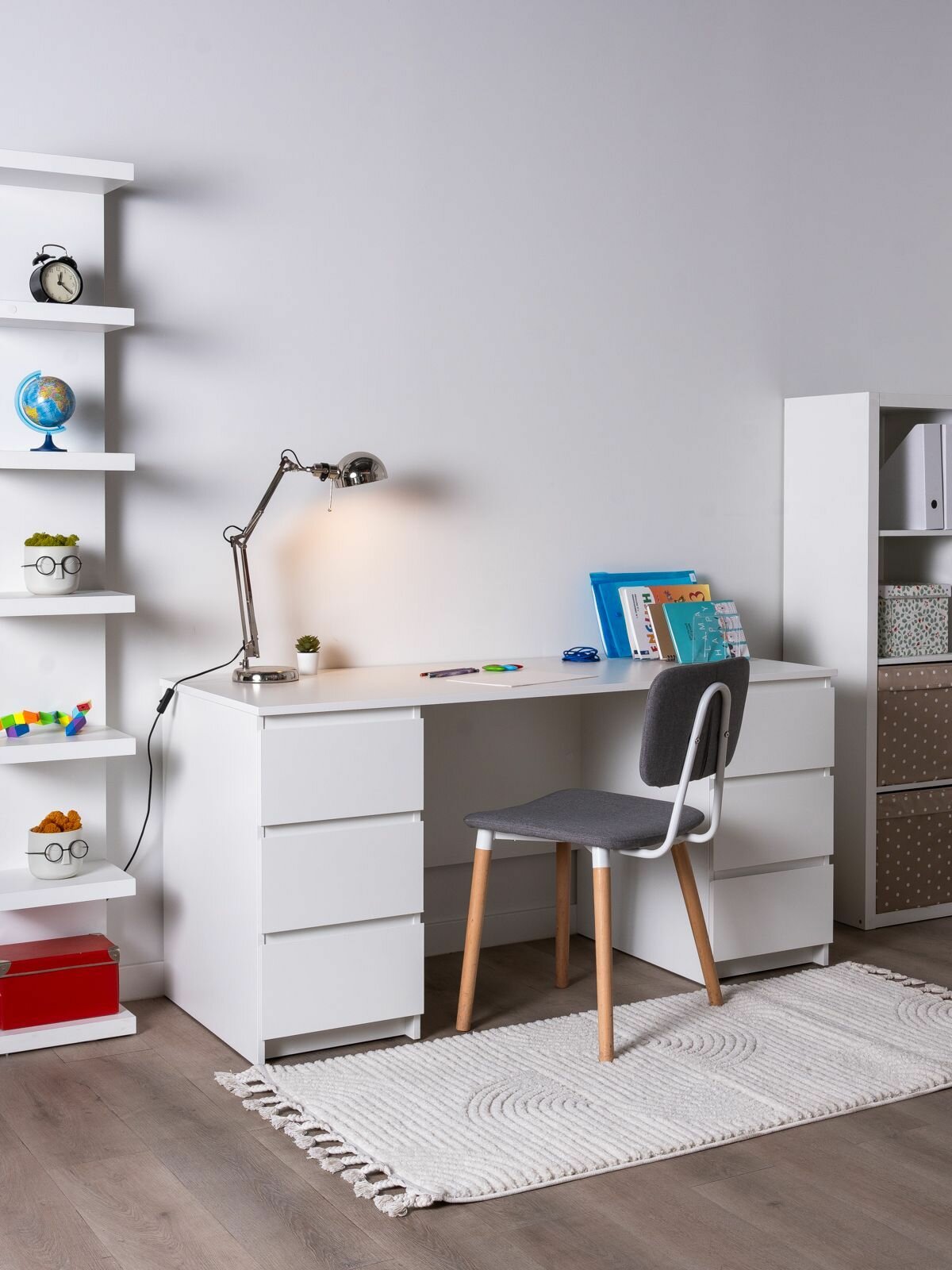 Стол письменный Кастор, 6 ящиков, 151х65х75 см, белый, ГУД лакк