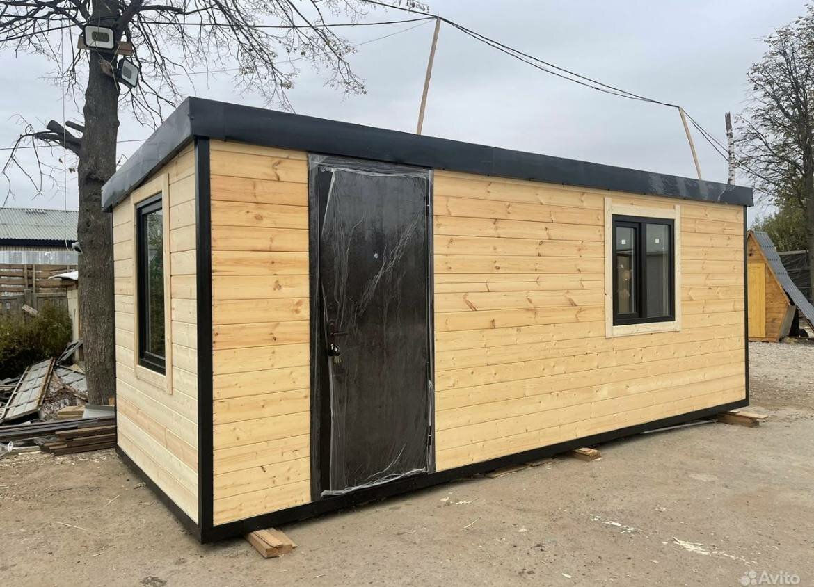 Бытовка дачная с зимним утеплением 6000х2300 для проживания с электрикой и покраской под ключ