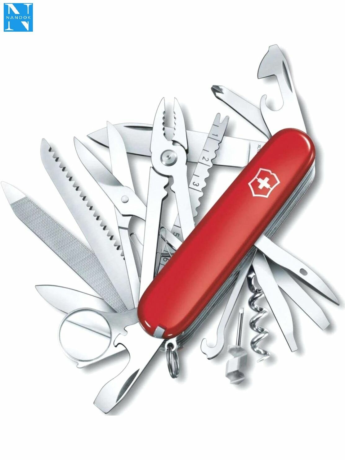 Нож перочинный VICTORINOX SwissChamp 1.6795 , 33 функций, красный, 91 мм