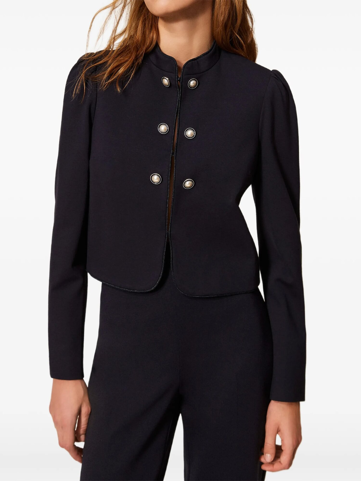 Куртка Twinset Milano Mandarin-collar decorative-button jacket, размер 46, blue — фото 1