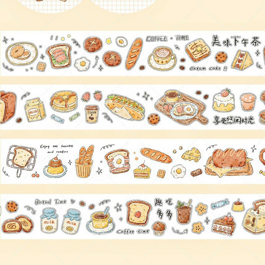 【Полный рулон】Волнообразные частицы, магазин, вырубная лента, конфеты, еда, путешествия, персонажи, соль, серия, легкие ретро-наклейки для дневника