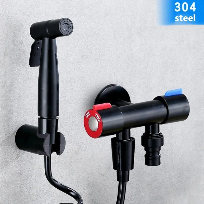 Ручной смеситель для биде черный 304 Bidet Set