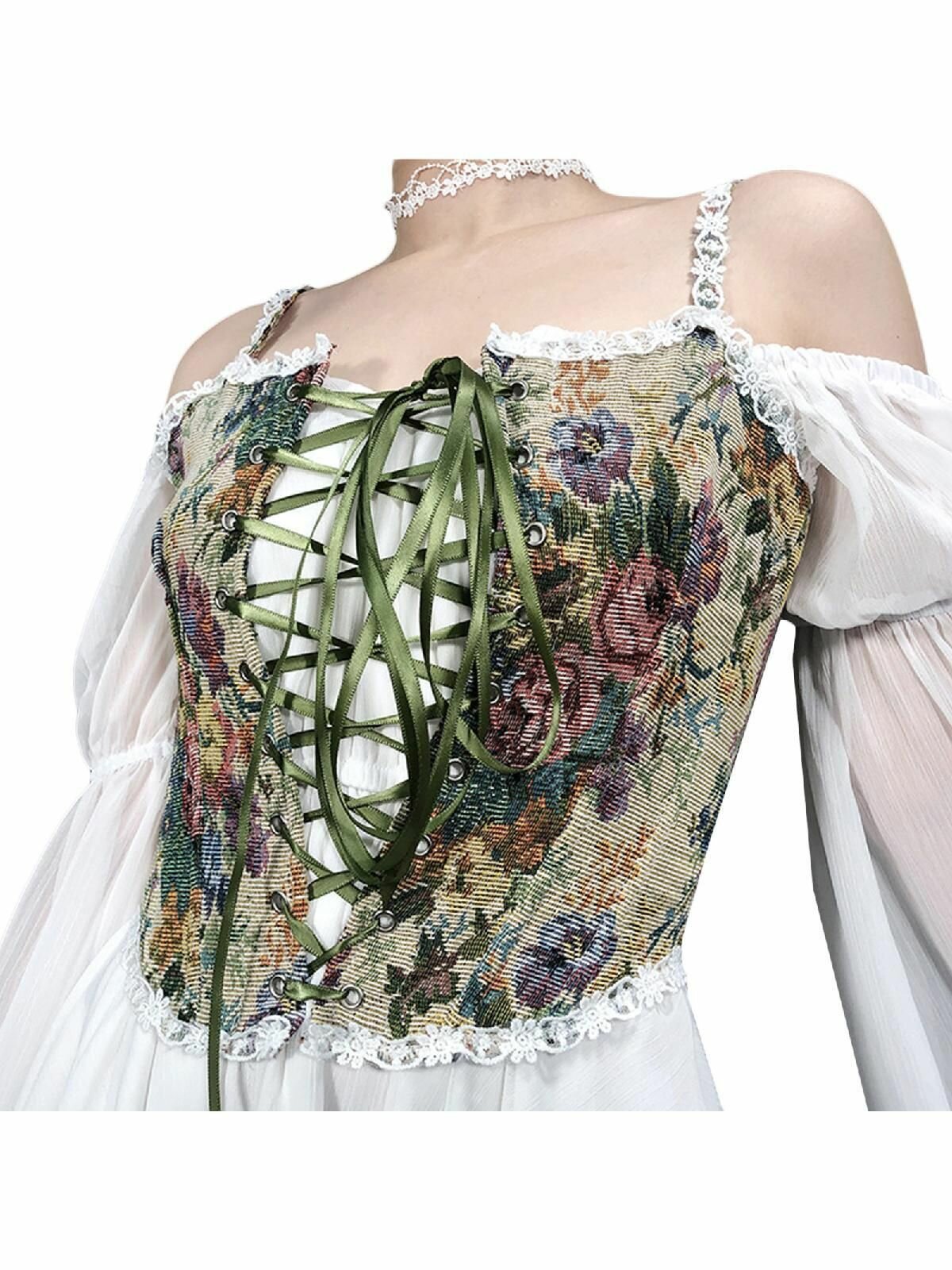 Элегантные блузки с цветочным принтом, Бежево-коричневый - L