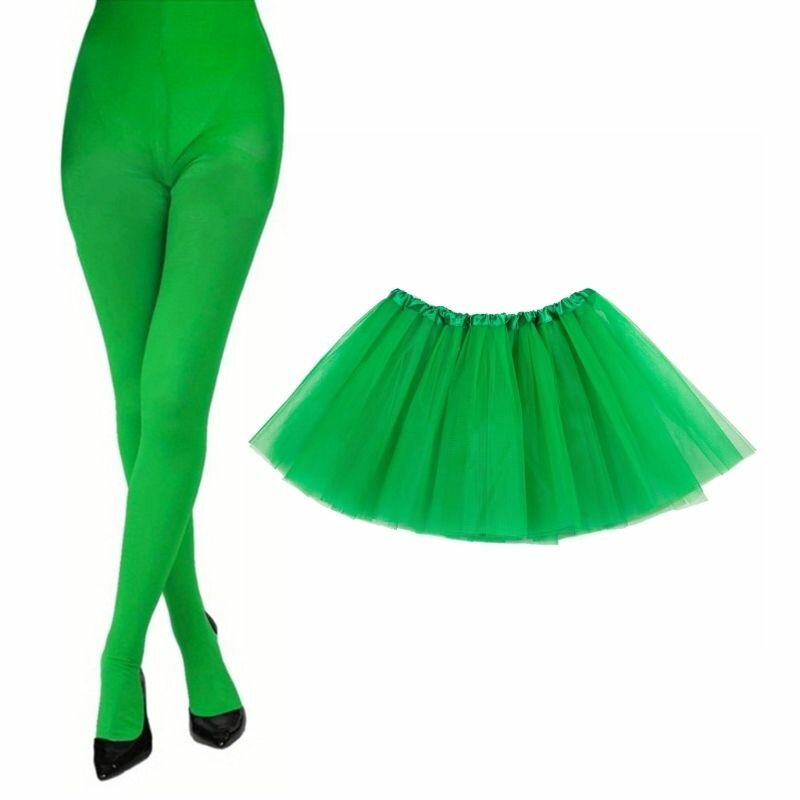 Рождественский цельный костюм с зеленой сетчатой юбкой-пачкой-green adult