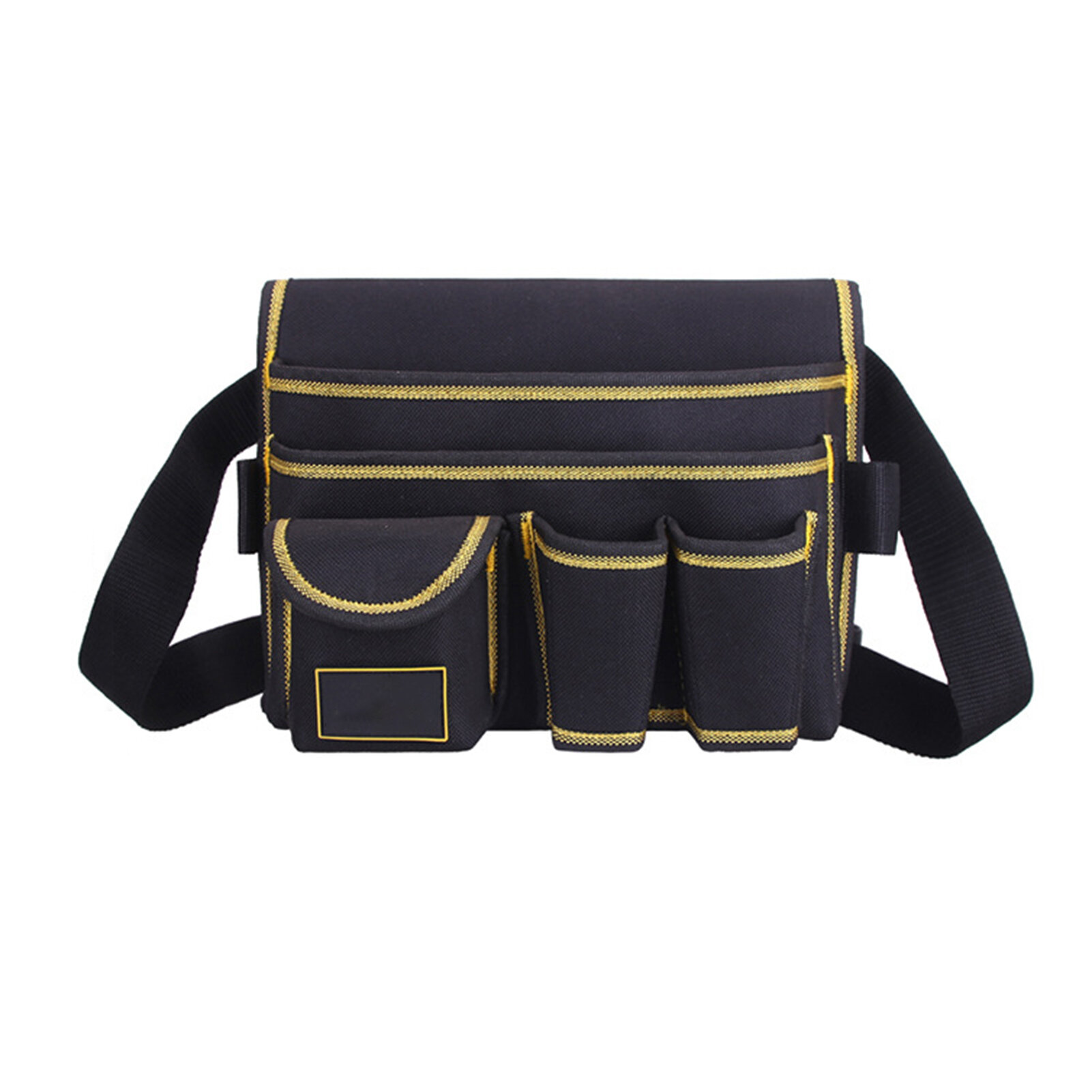 Поясной сумка для электрика с регулируемым поясом, многофункциональный карман для инструментов, черный с оранжевыми краями, размер 25*21 см, 1 штука — для электрика, техника, автомеханика