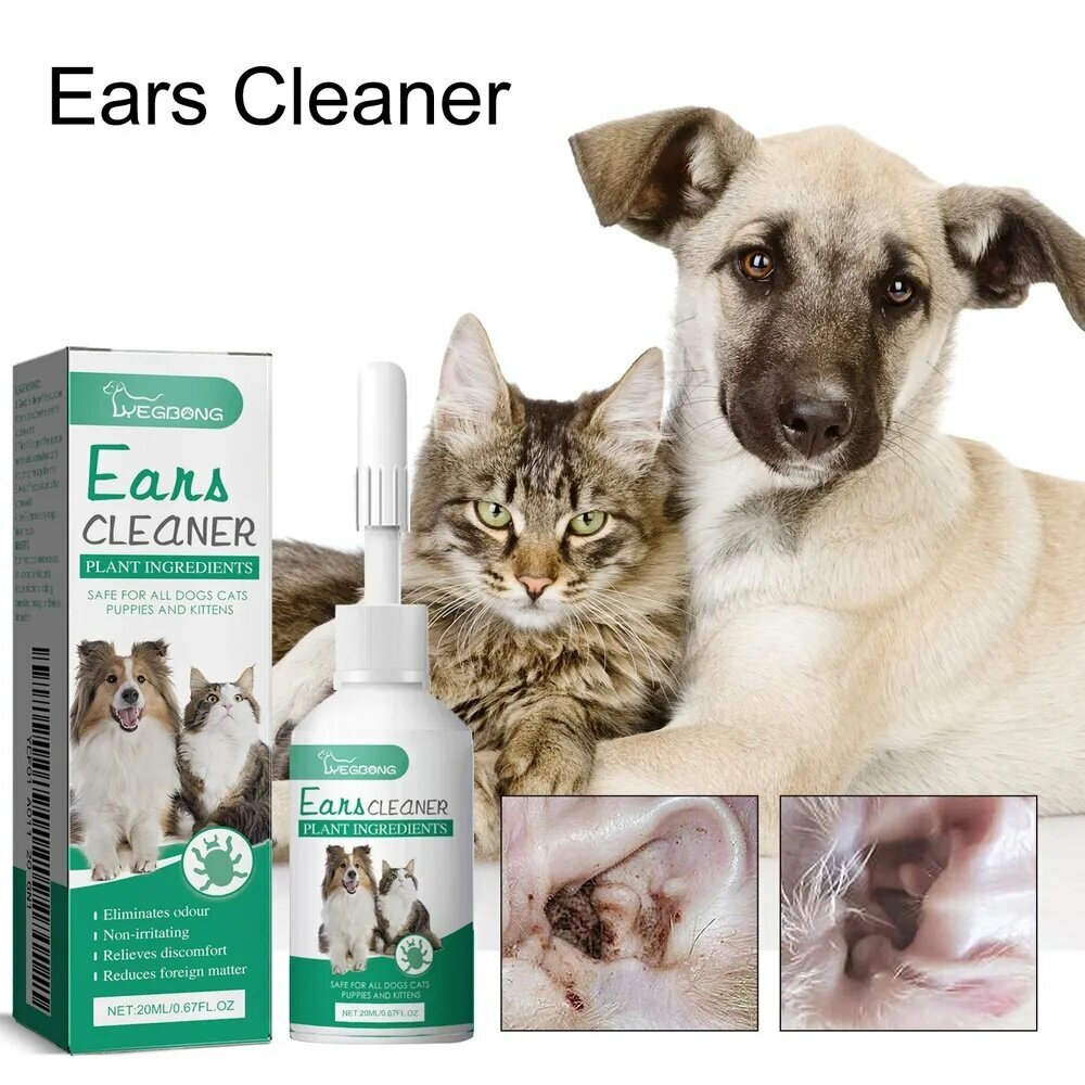 Универсальные капли для ушей домашних животных кошек и собак, очищение ушных каналов, дезодорация от клещей, антизудное
