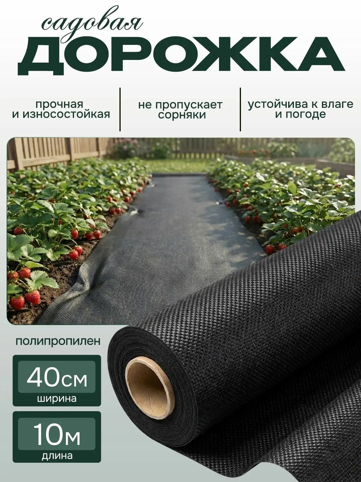 Садовая дорожка от сорняков и междурядий 0,4м на 10 метров