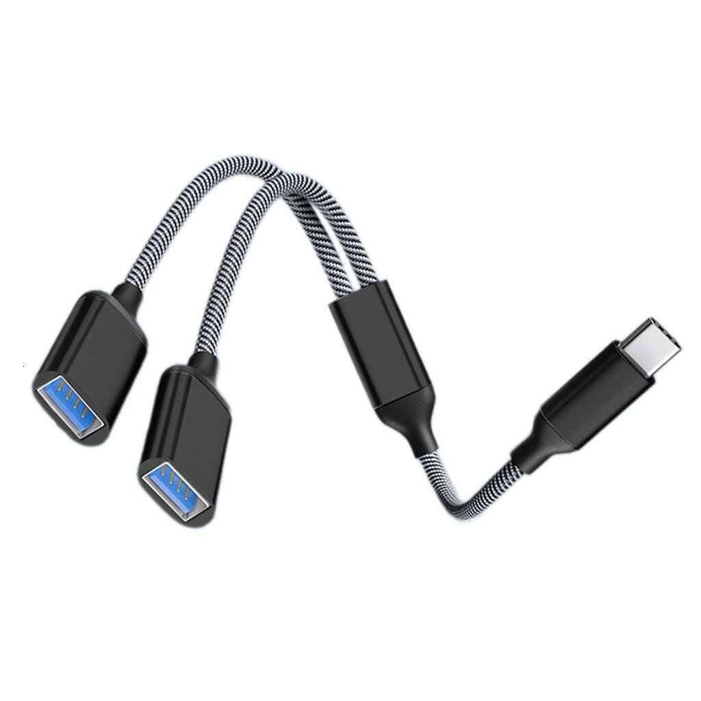 Адаптер Type C в 2 USB, Черный