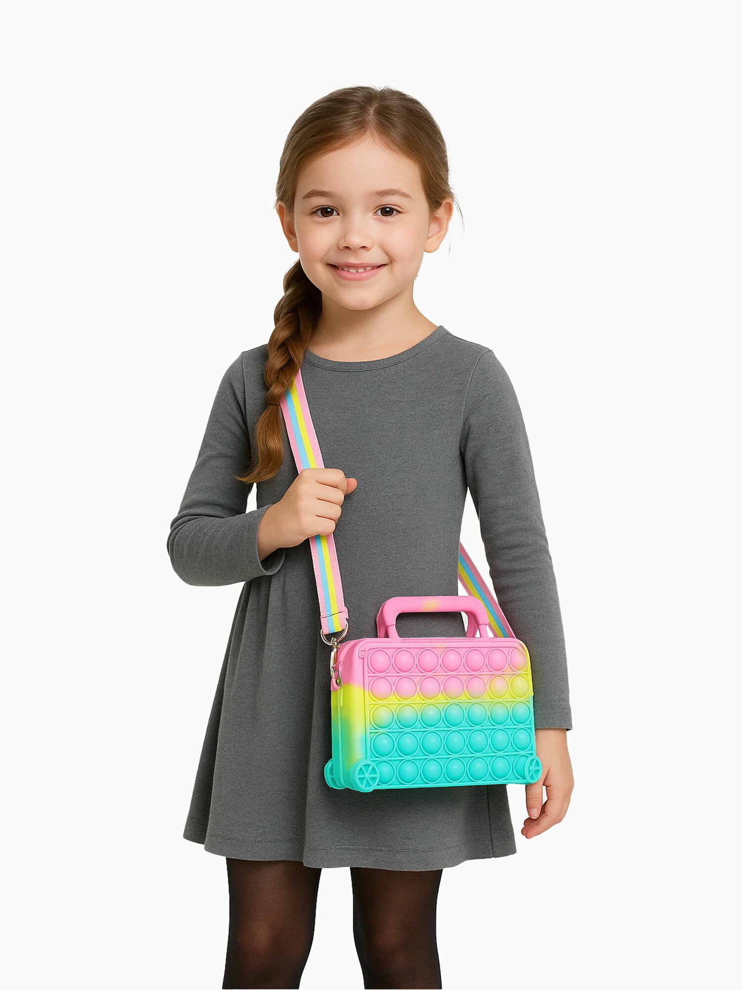 Сумка детская, на молнии, pop it, разноцветная, особенности: две ручки