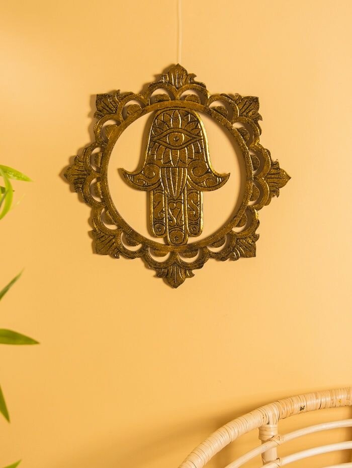 Панно Sima-land Хамса, 40х40х1 см, МДФ, золото, чёрное