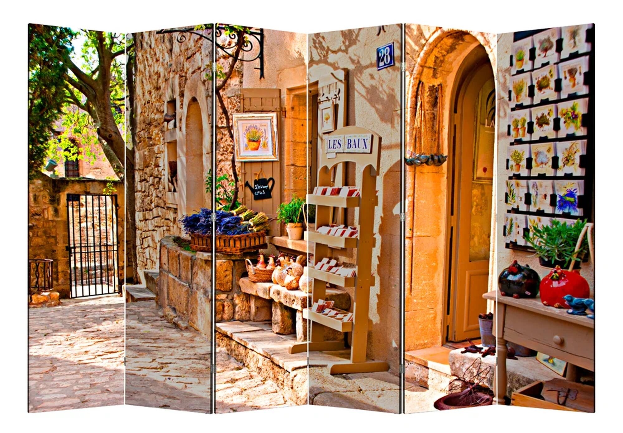 ПВХ ширма перегородка для зонирования Французская лавочка - 6, размер 177х282/47 см