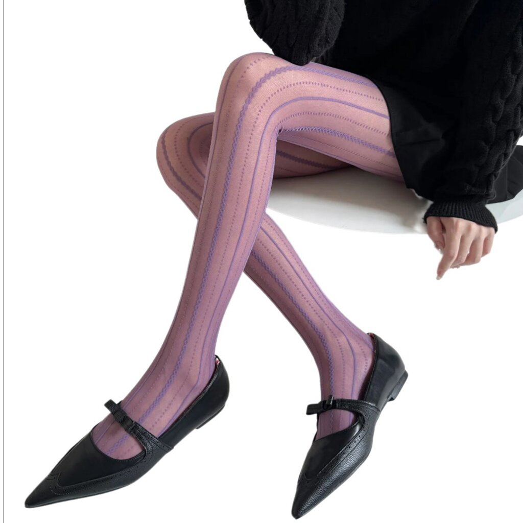 Стильные женские колготки в сеточку, чулки с высокой эластичностью, кружевные колготки в вертикальную полоску для повседневной носки и вечеринок