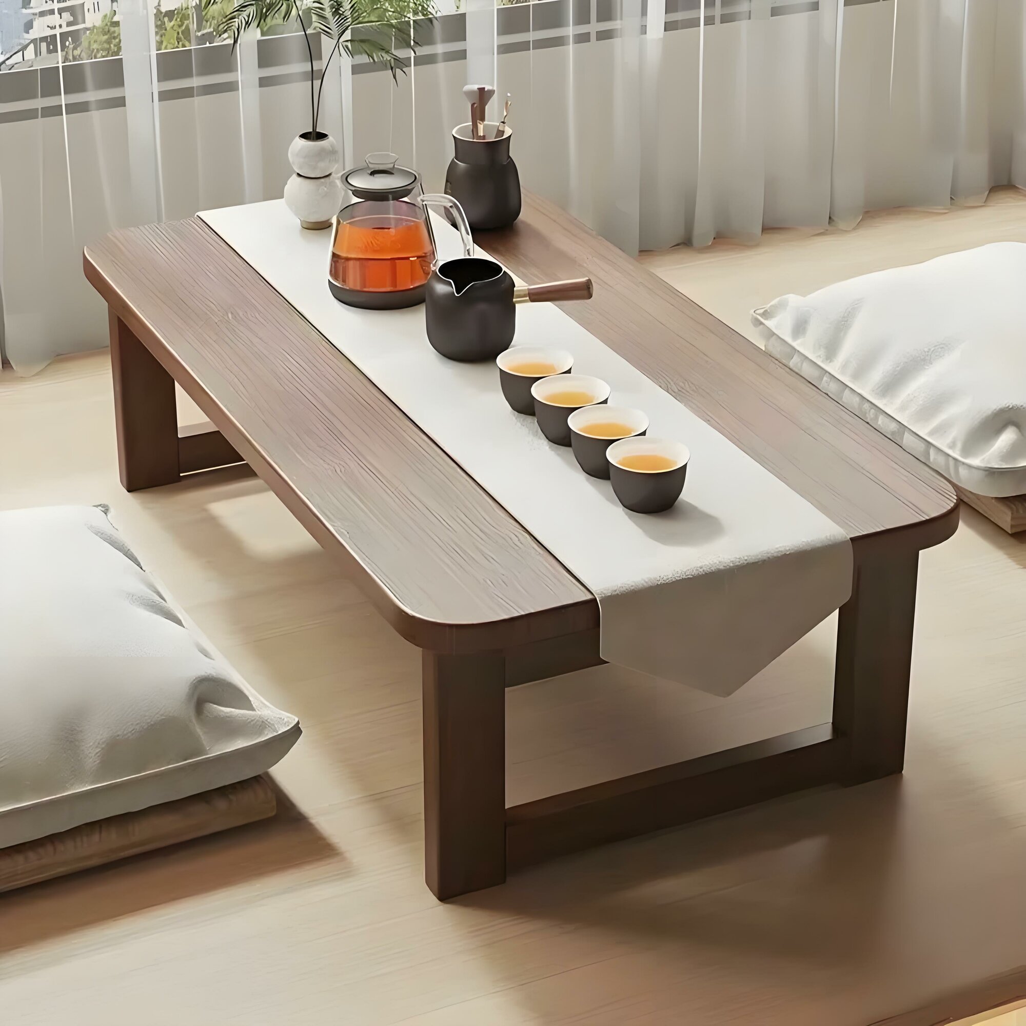 Деревянный журнальный столик, коричневый, складной, 100х50х40 см