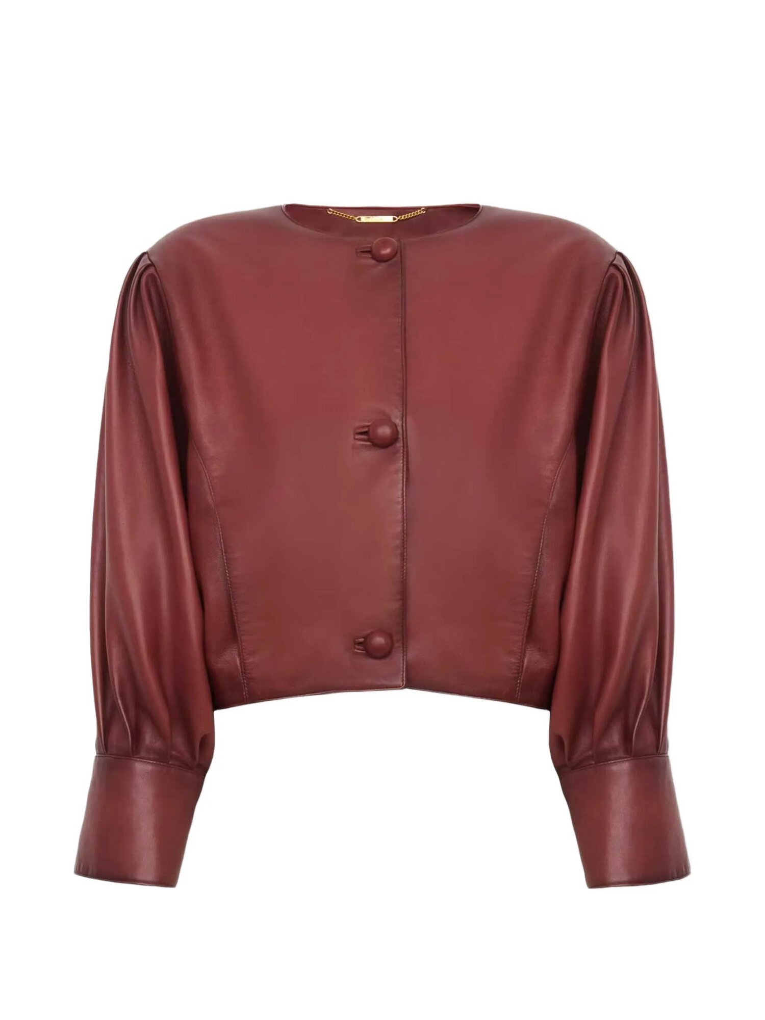 Куртка Puff-sleeve leather jacket
