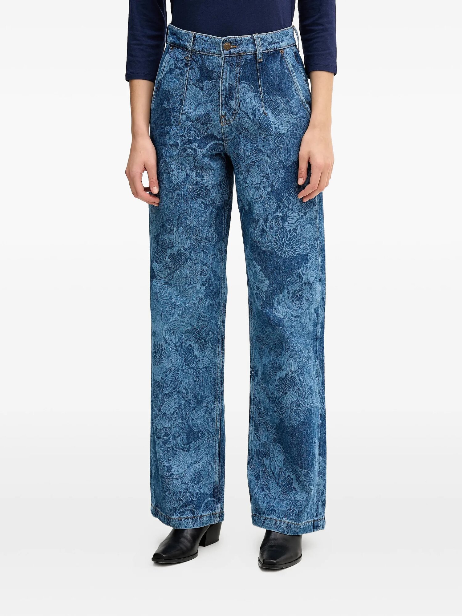 Джинсы Floral-pattern button-fastening jeans 