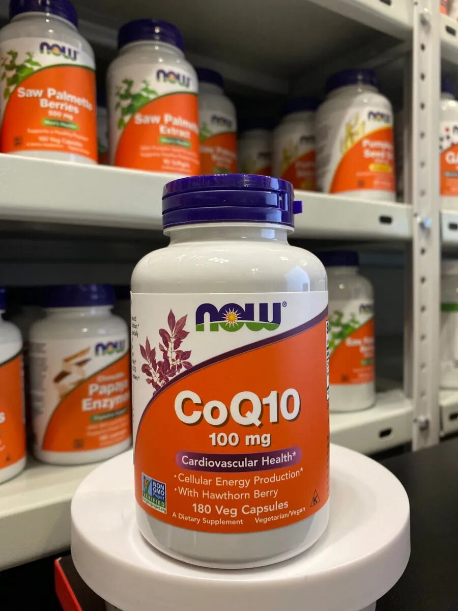 NOW COQ10 100 mg + плоды боярышника - поддержка сердца, 180 капсул