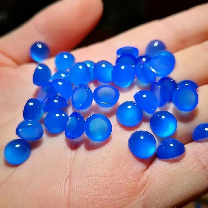 Оптовая продажа, 50 шт./упак, бусины из натурального синего агата, кабошоны, размеры 4 мм, 6 мм, 8 мм, круглые кабошоны из полудрагоценных драгоценных камней для ювелирных изделий своими руками