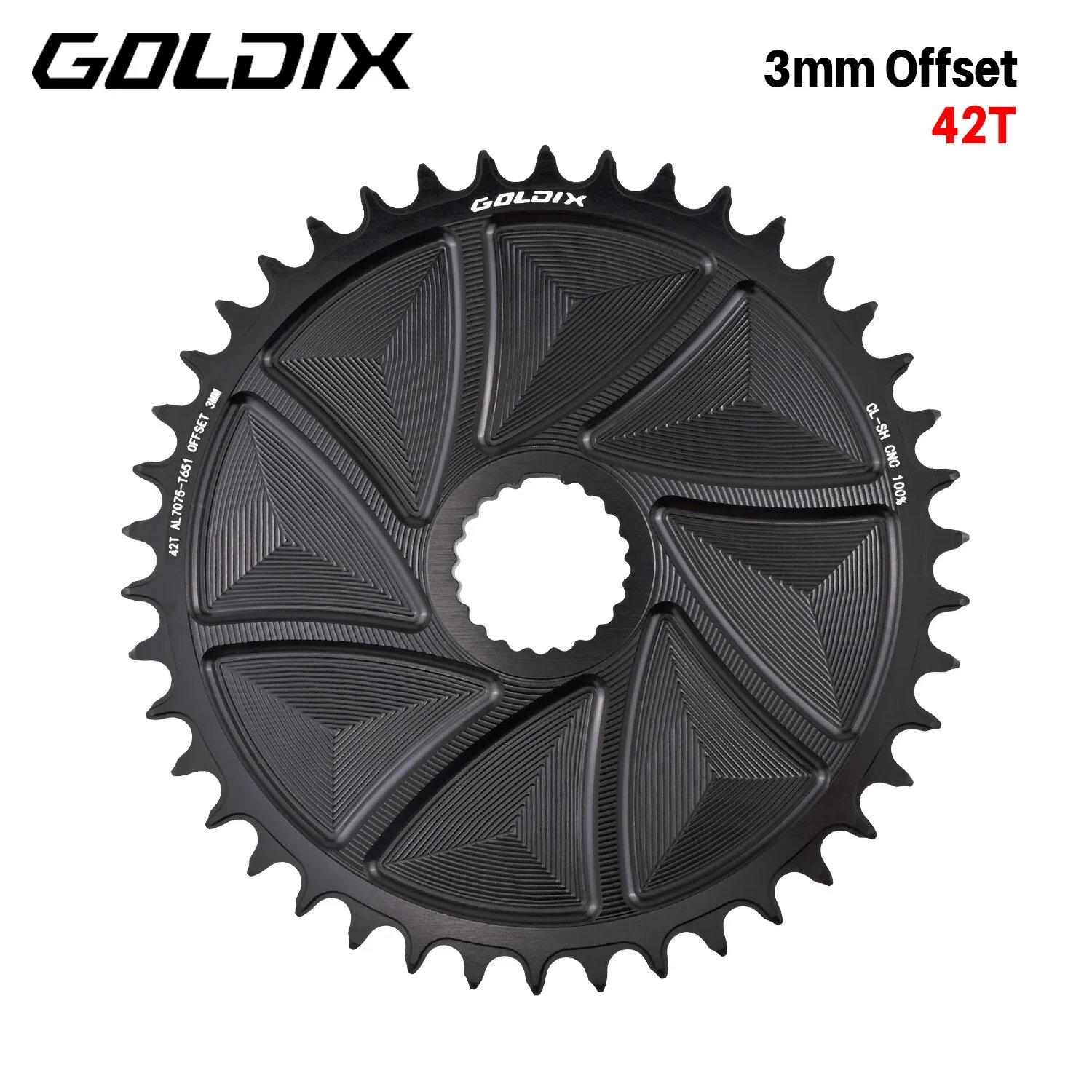 GOLDIX Звезда для MTB 32T/34T/36T/38T/40T/42T черная алюминий SH 42T