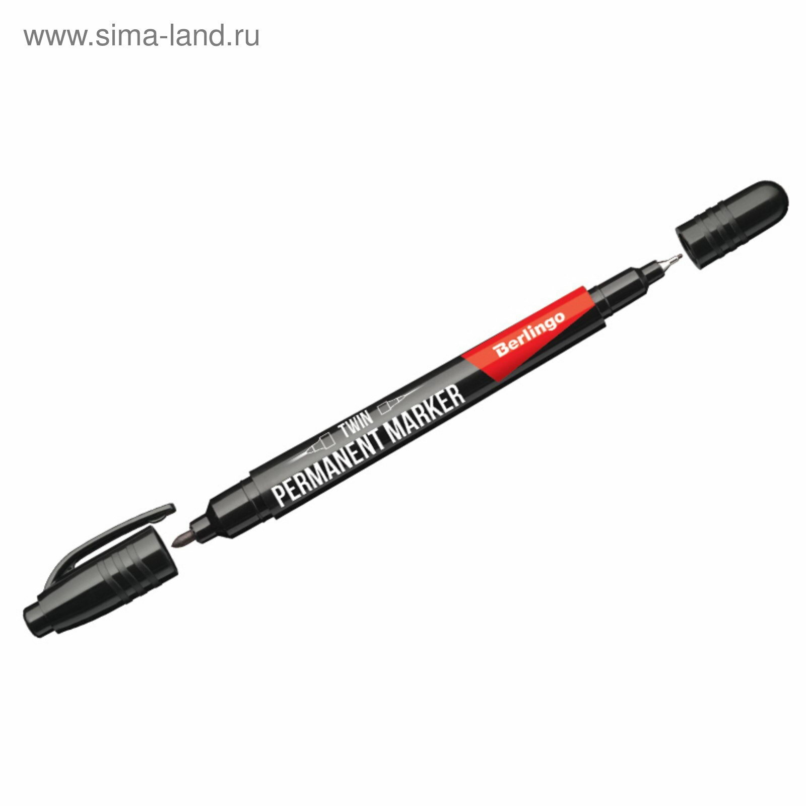Маркер перманентный чёрный, двухсторонний, узел 1.0 мм/0.5 мм, 10 шт.