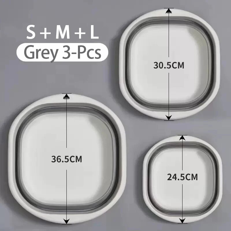Складной умывальник серый S+M+L 3 шт.