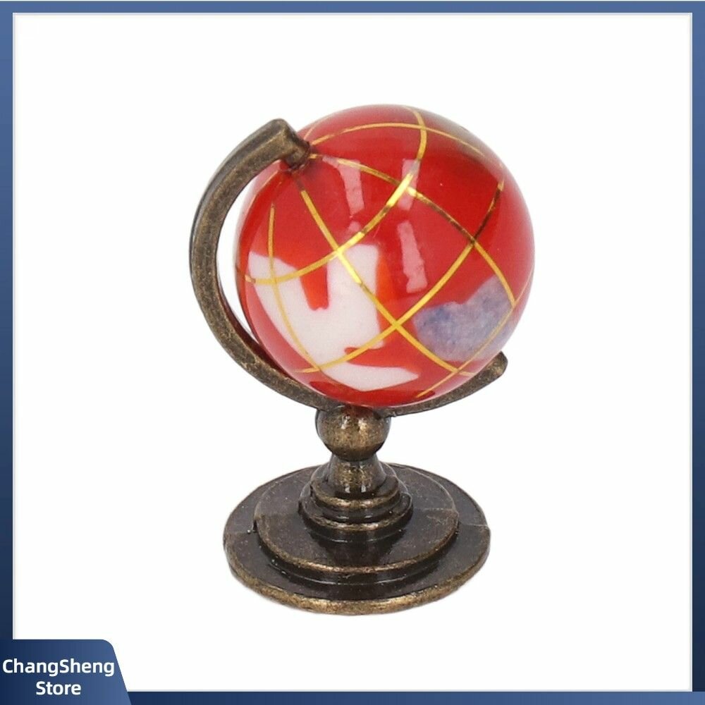 1:12 мини-глобус, красный шар, медное основание, обучающий декор
