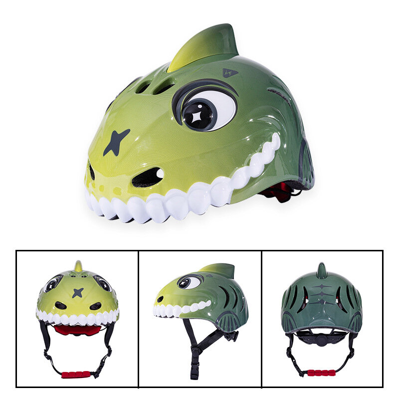 Новый детский шлем с мультяшным акулой для велосипеда, самоката, роликовых коньков, шлем для балансировочного велосипеда
