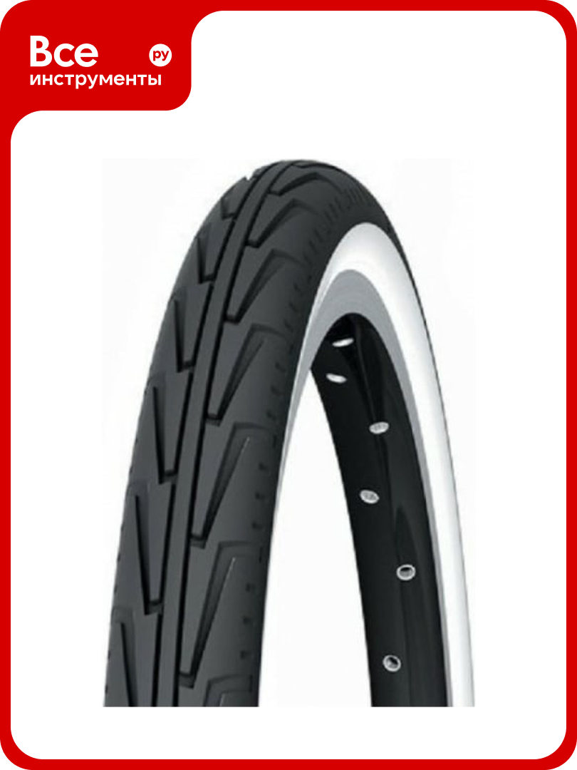 Покрышка MICHELIN CITY.J 44-507 24x1.75 GW WHITEBLACK, 3x22TPI белый/чёрный 396813 HQ-0003635